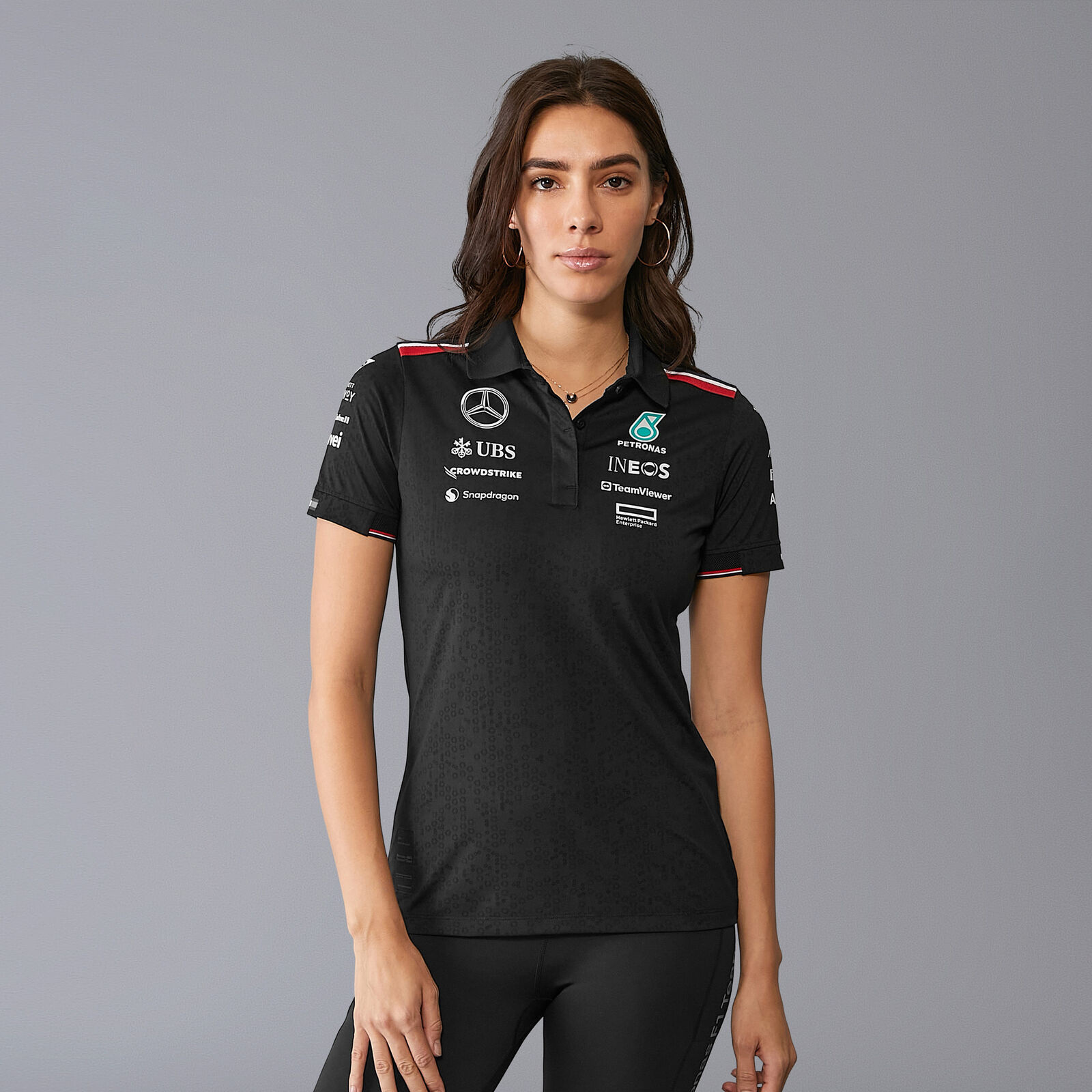 Mercedes AMG Petronas F1 Women's 2024 Team Polo Shirt - Black ...