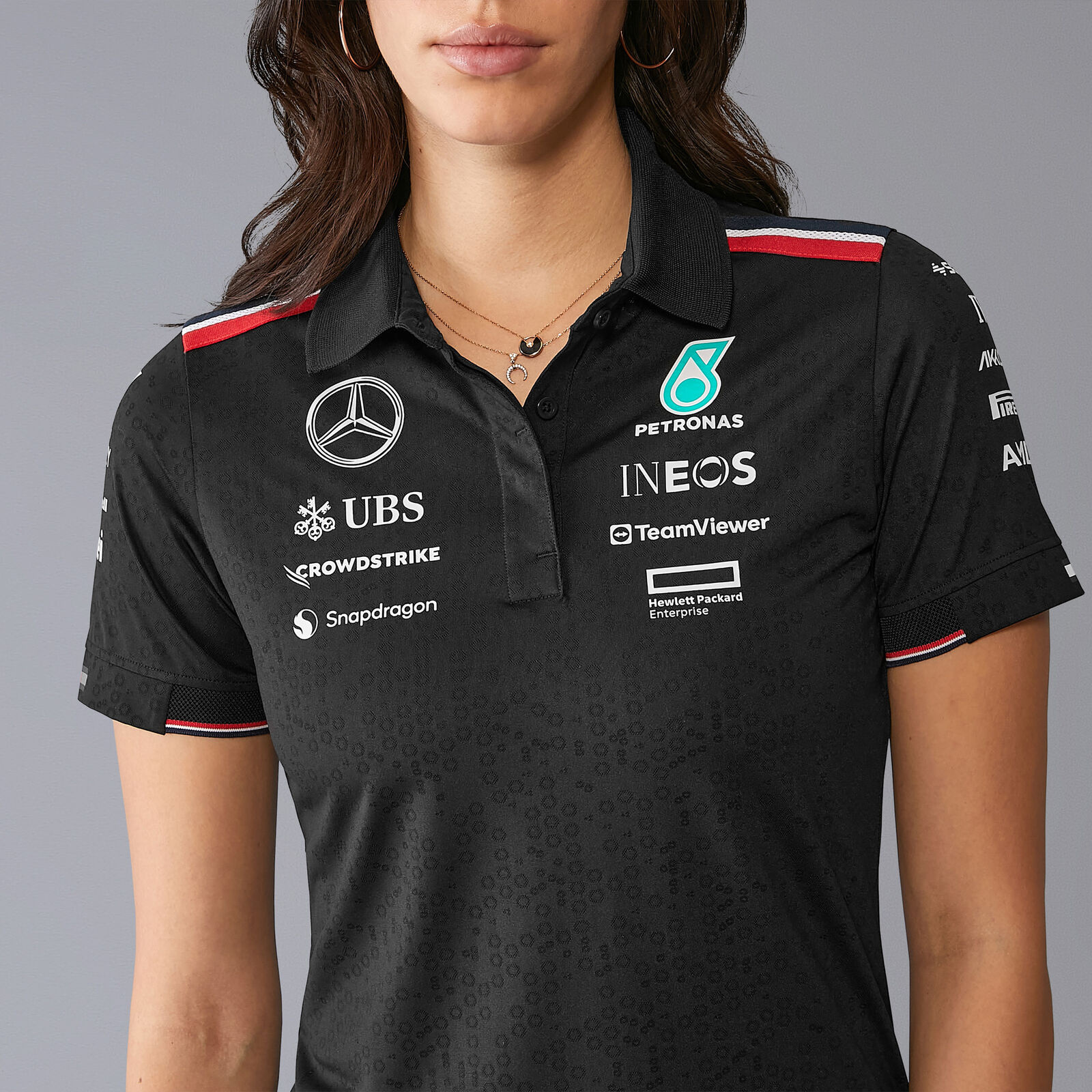 Mercedes AMG Petronas F1 Women's 2024 Team Polo Shirt - Black ...